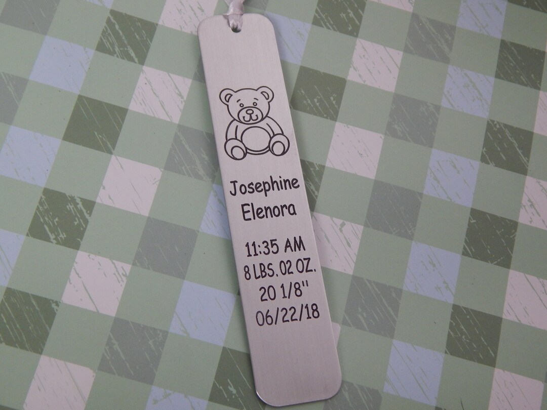 Birth Annoucement Bookmark, New Baby Bookmark, Engraved Anluminum ...