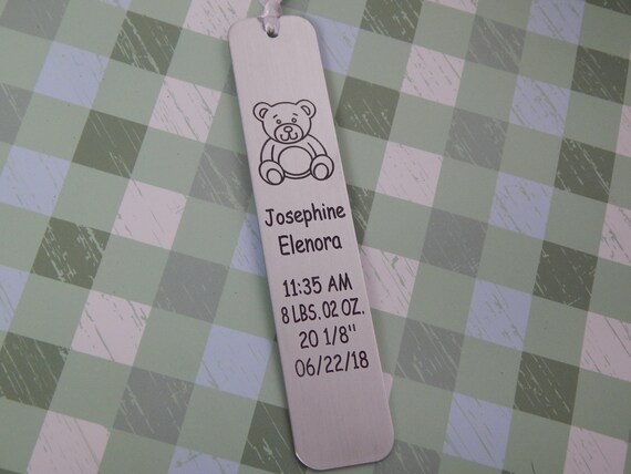 Birth Annoucement Bookmark New Baby Bookmark Engraved | Etsy UK