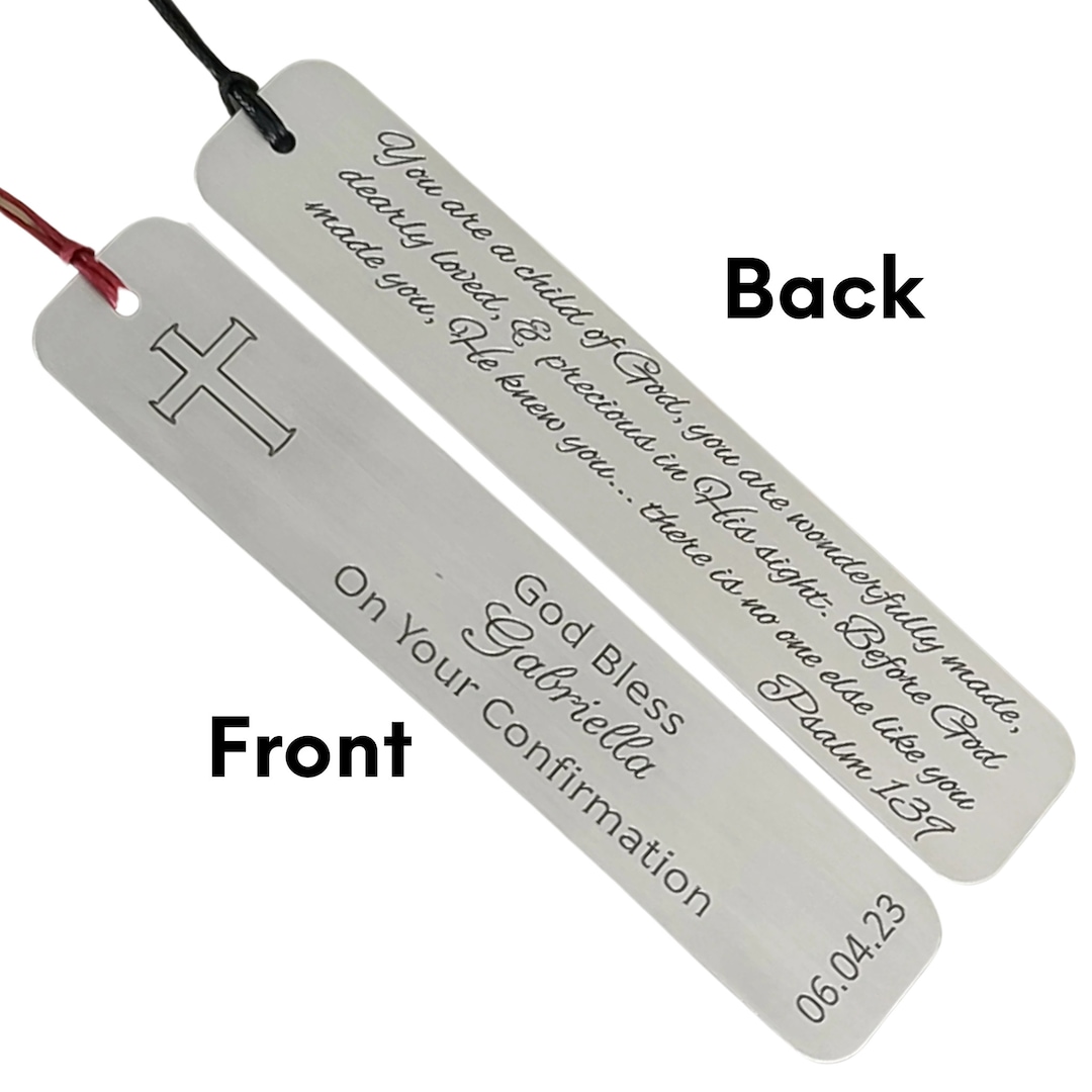 Confirmation Bookmark, Engraved Aluminum, Personalized Bookmark, Gift ...