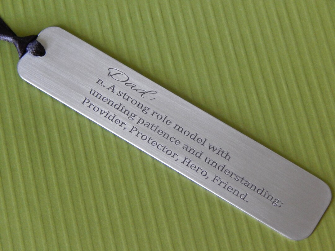 Engraved Bookmark, Definition of Dad, Aluminum Bookmark, Gift for Dad ...