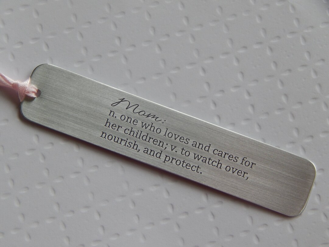 Engraved Bookmark, Definition of Mom, Aluminum Bookmark, Gift for Mom ...