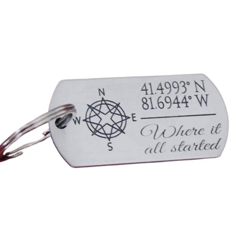 Engraved Compass Keychain - Etsy