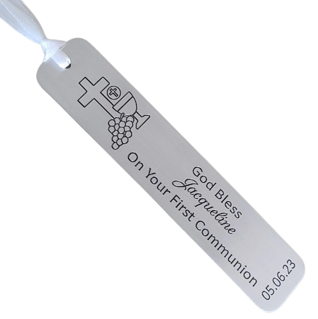 Personalized First Communion Bookmark: Engraved Aluminum Gift - Etsy