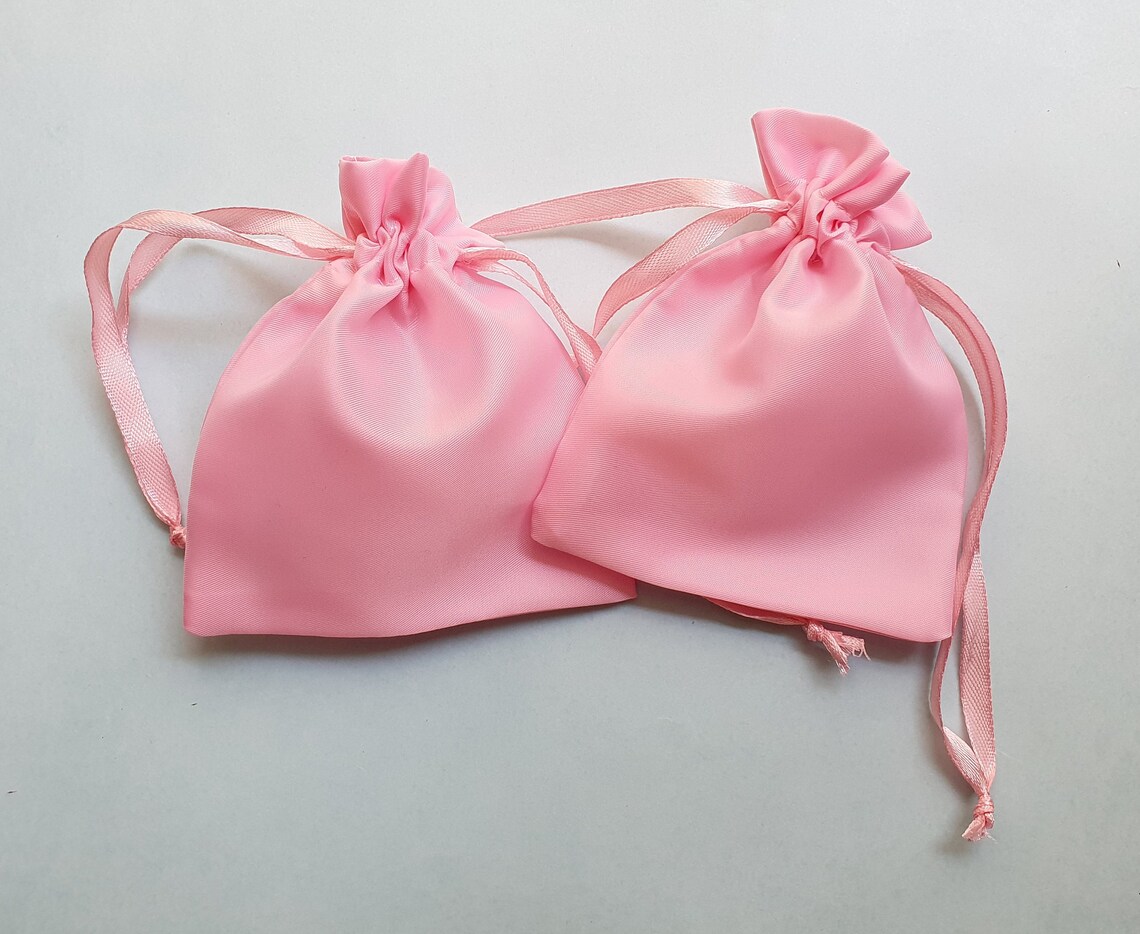 Set of 100 Drawstring Pink Satin Jewelry Pouch for Prefect - Etsy