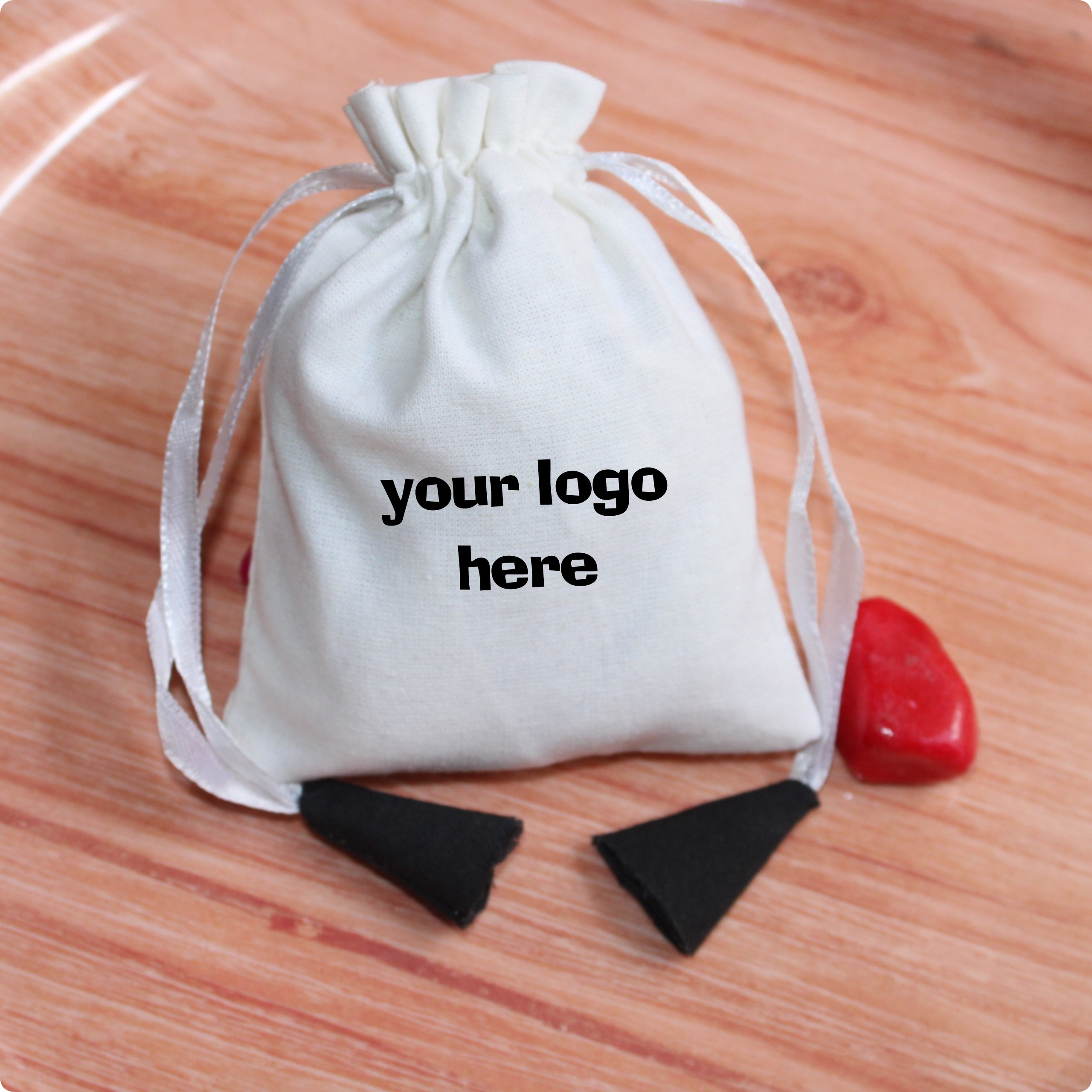 100 Drawstring White Cotton Pouches Satin Ribbon With Black | Etsy