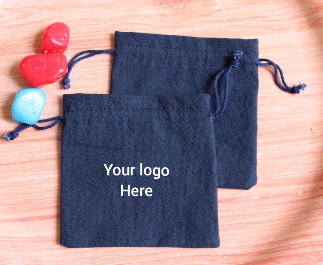 100 Navy Blue Cotton Drawstring Pouches: Custom Logo Gift Bags - Etsy