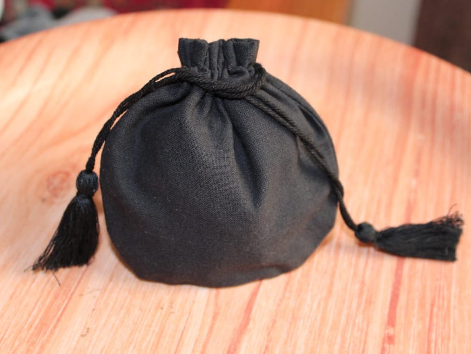 100 Black Drawstring Jewelry Pouch With Round Shape Tassel - Etsy