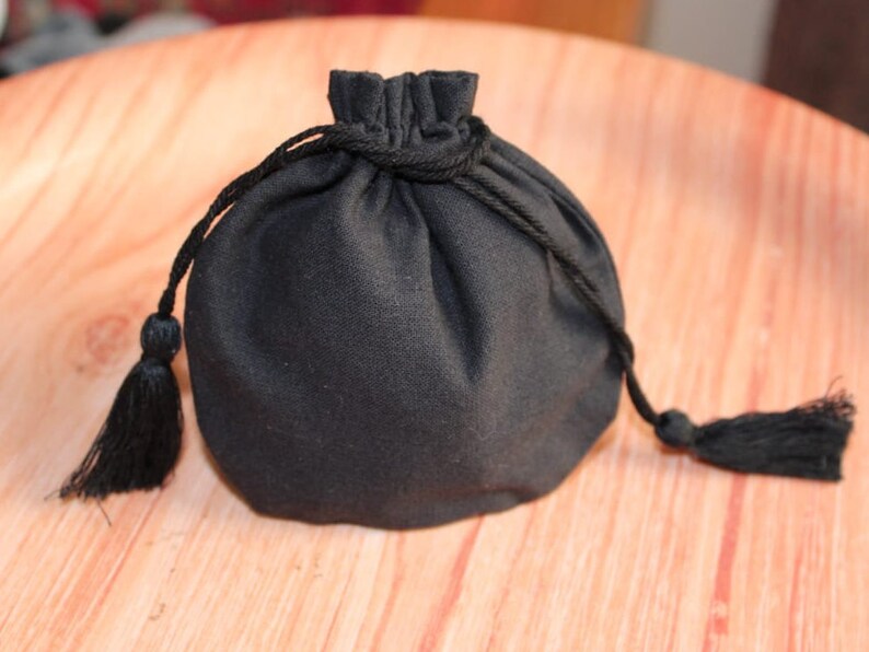 100 Black Drawstring Jewelry Pouch With Round Shape Tassel - Etsy