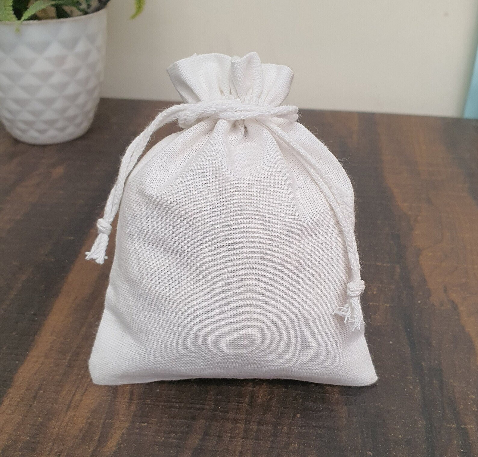 100 White Cotton Drawstring Bags: Custom Logo Favor Pouches - Etsy