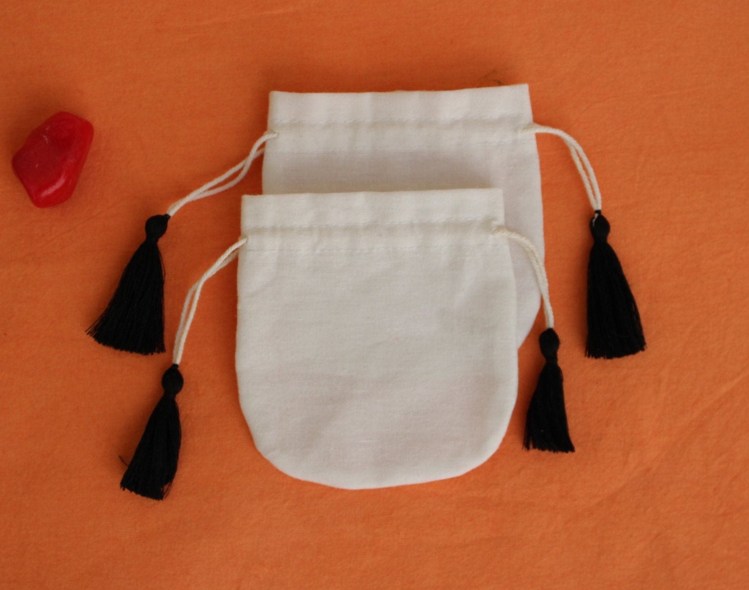 100 Drawstring Custom White Jewelry Pouch With Both Side Black - Etsy