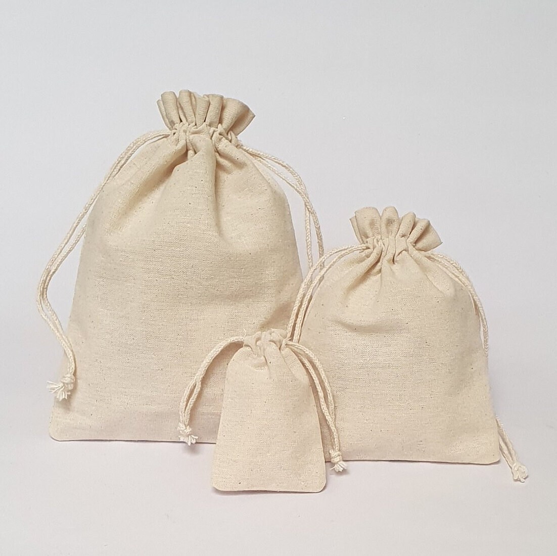 Set of 100 Organic Cotton Drawstring Bags: Custom Logo Available - Etsy