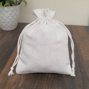 100 White Cotton Drawstring Bags, Small Cotton Bags, Custom Logo Bags ...