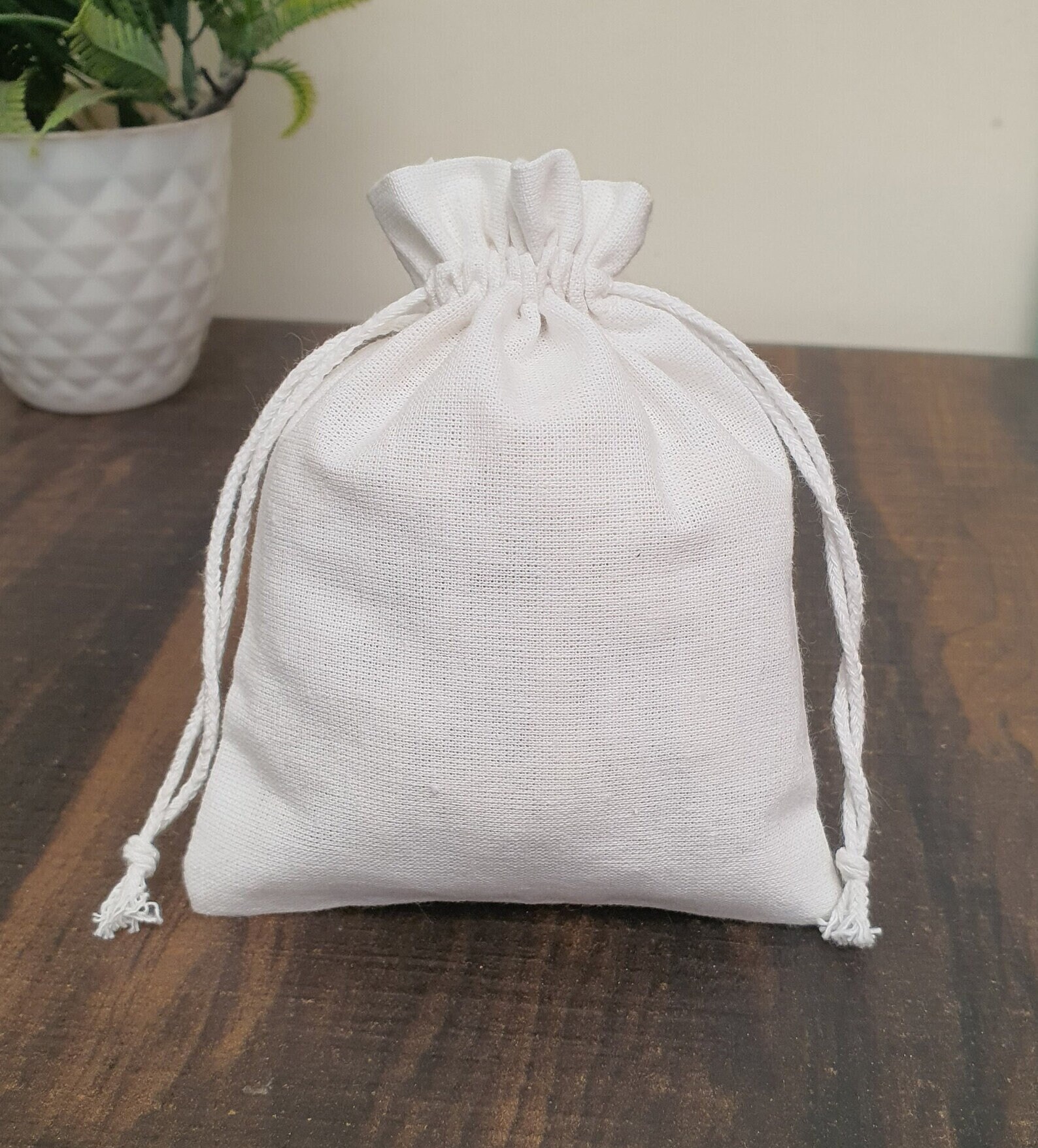 100 White Cotton Drawstring Bags: Custom Logo Favor Pouches - Etsy