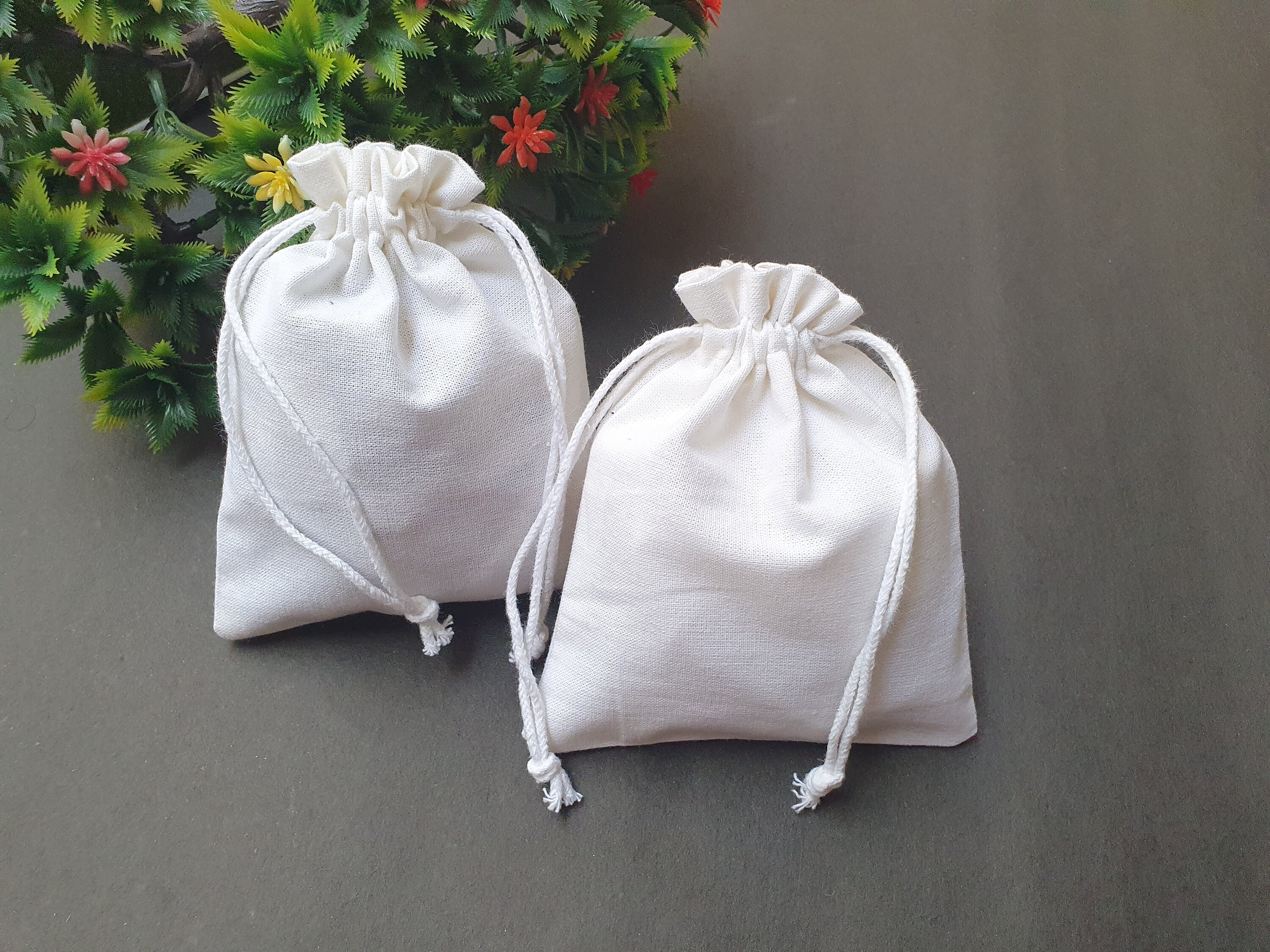 Set of 100 White Cotton Drawstring Bags: Custom Logo Jewelry Pouches - Etsy