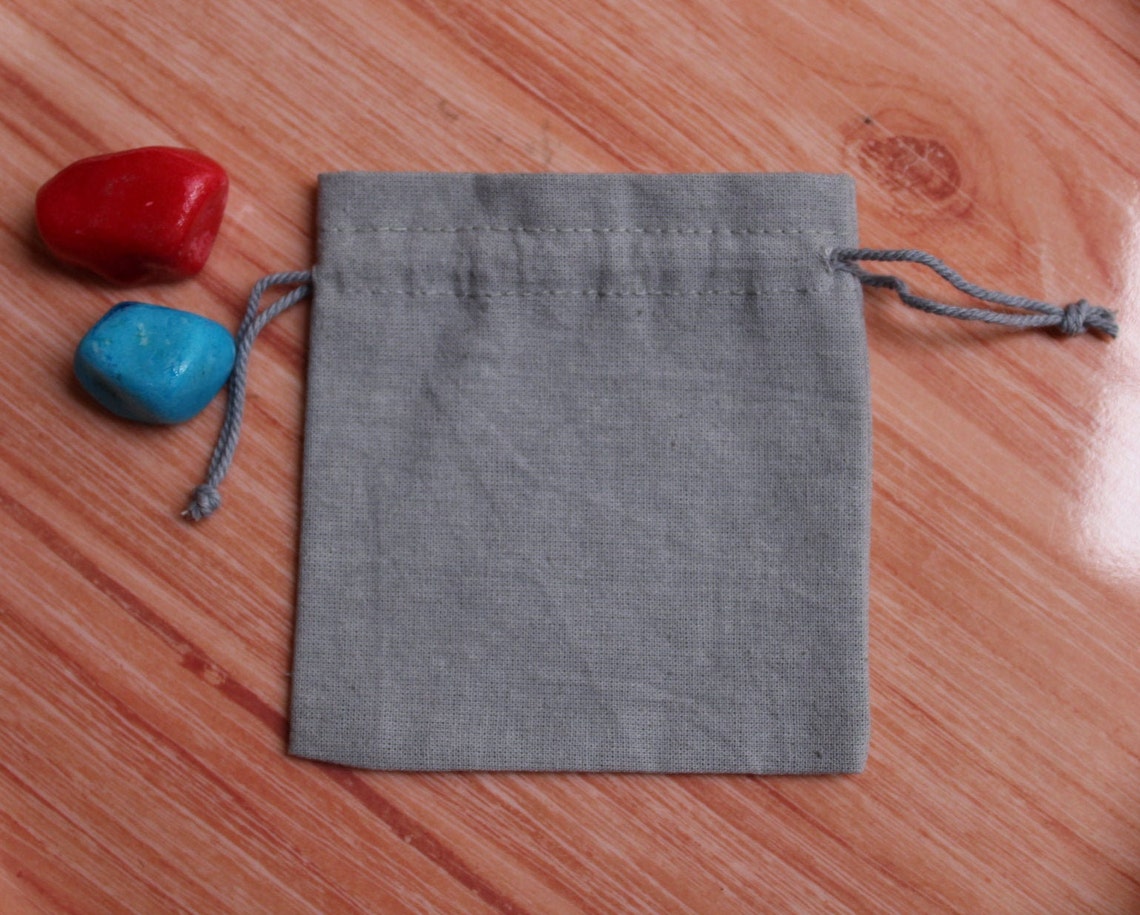 100 personalized drawstring gray cotton fabric pouches | Etsy
