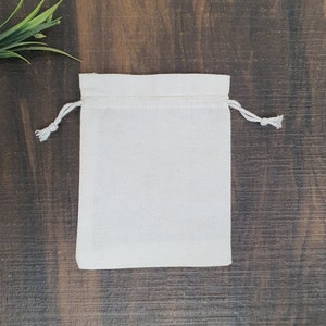 100 White Cotton Drawstring Bags, Small Cotton Bags, Custom Logo Bags ...