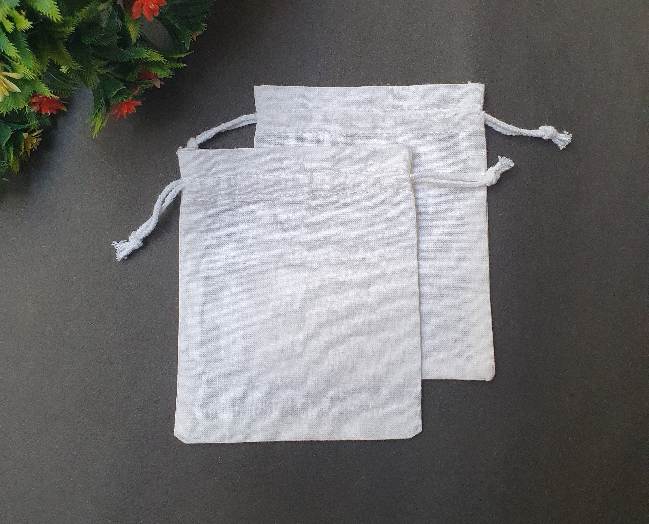 Set of 100 White Cotton Drawstring Bag Custom Logo Bag - Etsy