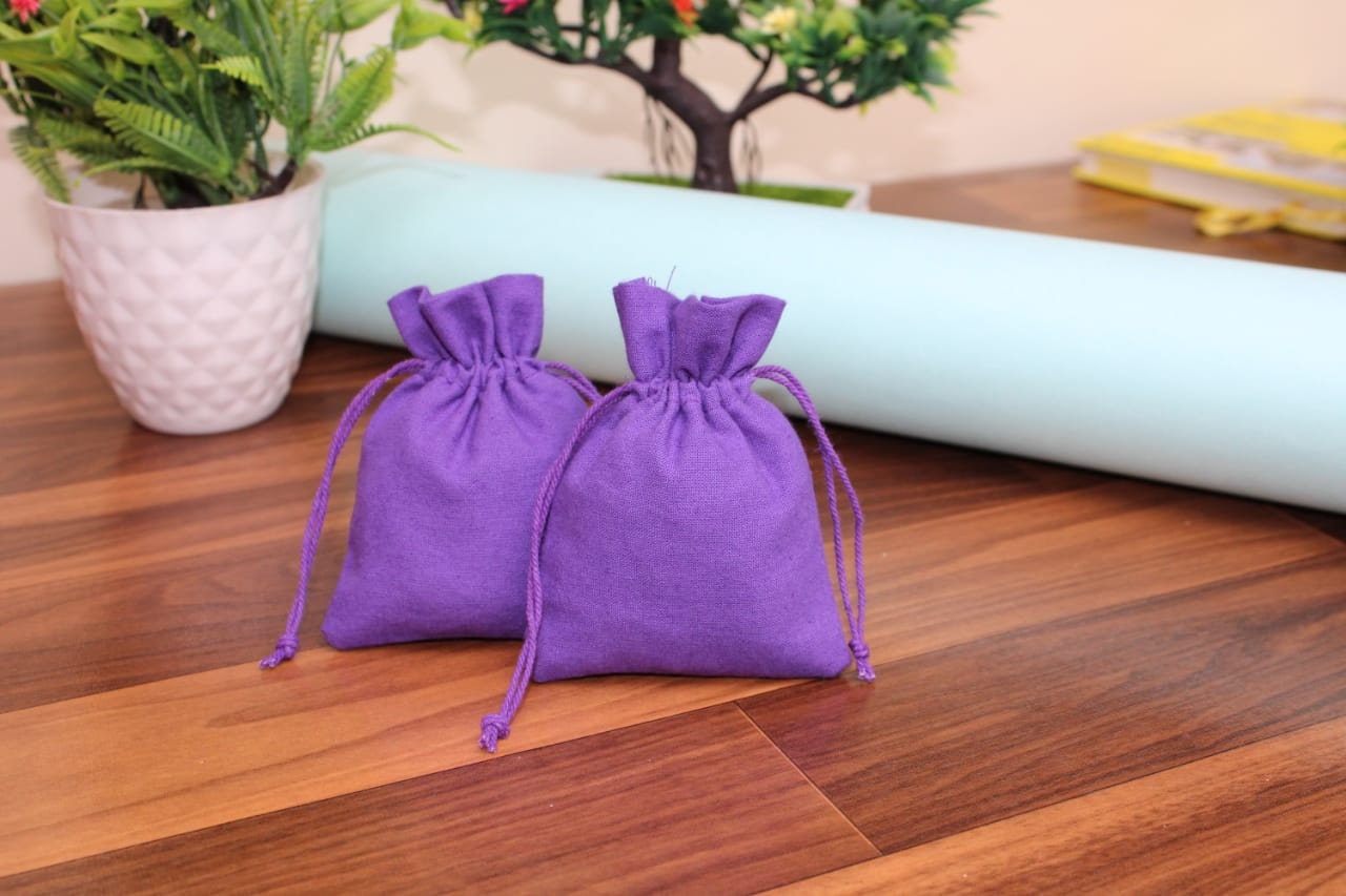 Set of 100 Personalized Drawstring Purple Color Cotton Fabric | Etsy