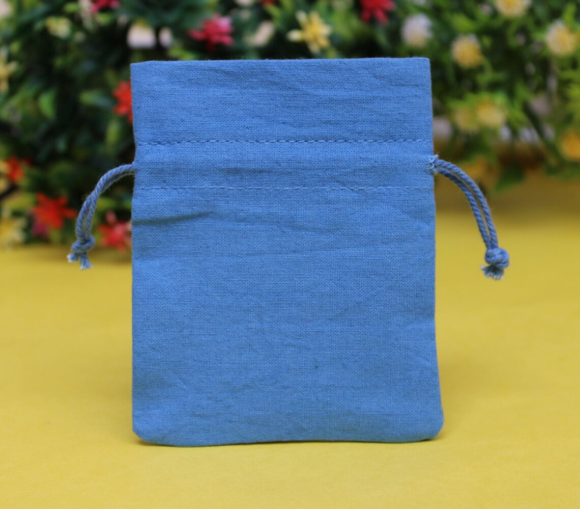 100 Drawstring Custom Blue Fabric Rectangle Pouch Logo - Etsy
