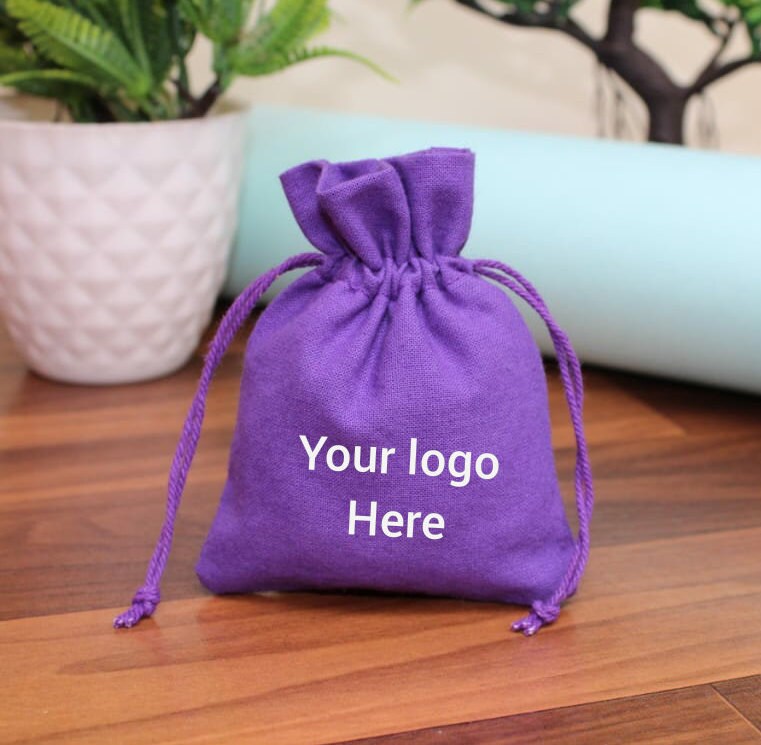Set of 100 Personalized Drawstring Purple Color Cotton Fabric | Etsy