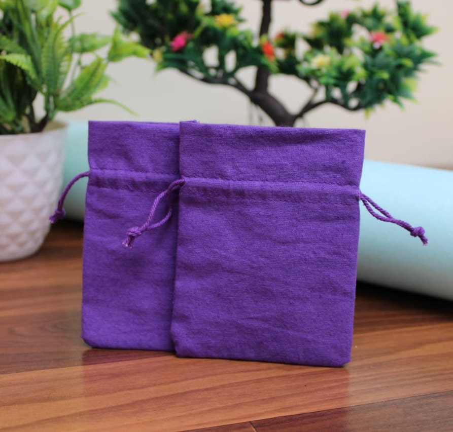Set of 100 Personalized Drawstring Purple Color Cotton Fabric | Etsy
