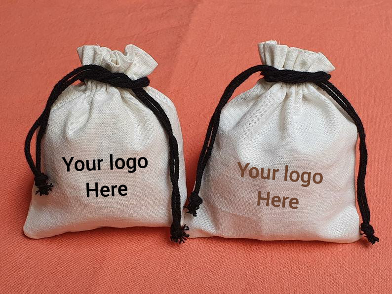 100 White Drawstring Pouch Cotton Bags With Black Cotton | Etsy