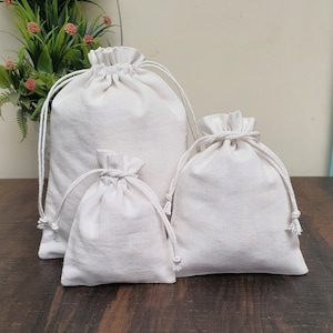 100 White Cotton Drawstring Bags, Small Cotton Bags, Custom Logo Bags ...