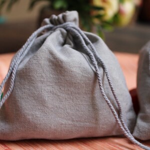 100 Personalized Drawstring Gray Cotton Fabric Pouches, Jewelry Gift ...