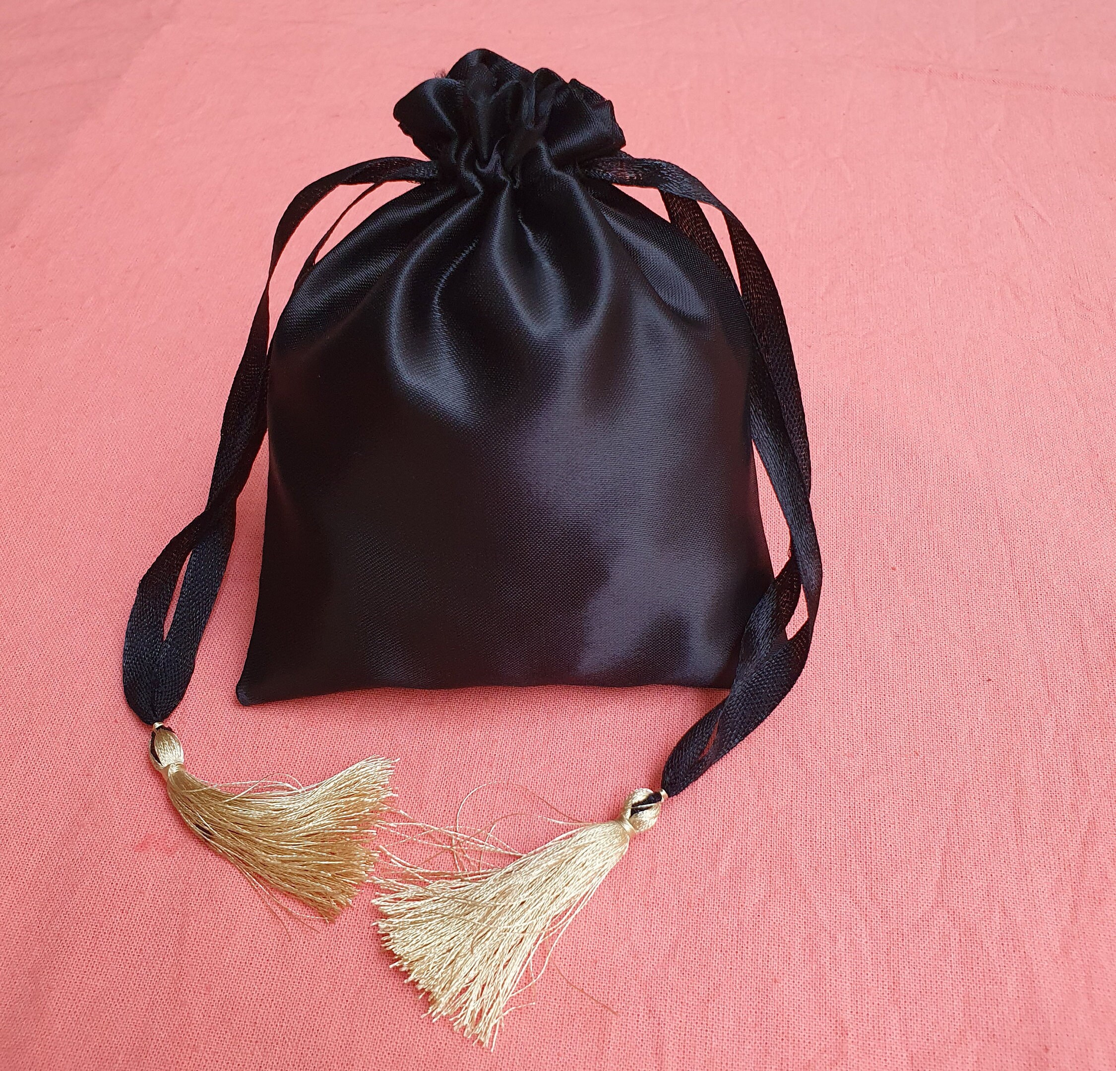 Set of 100 Drawstring Black Satin Jewelry Bag Jewelry Packing - Etsy