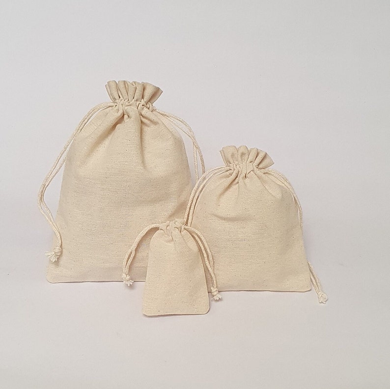Set of 100 Organic Cotton Drawstring Bags: Custom Logo Available - Etsy