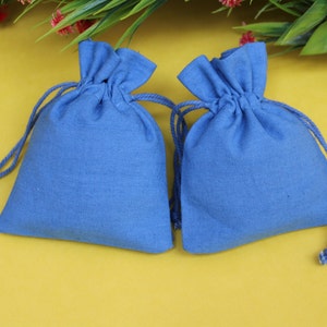100 Drawstring Custom Blue Fabric Rectangle Pouch, Logo Jewelry Bags ...