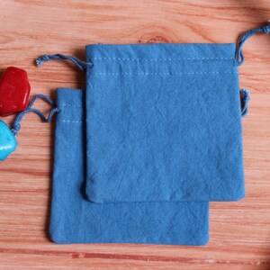 100 Drawstring Custom Blue Fabric Rectangle Pouch, Logo Jewelry Bags ...