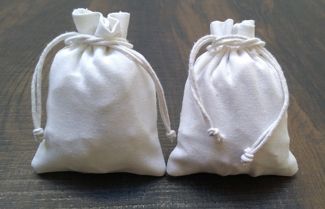 100 White Drawstring Custom Cotton Bags With White Cotton - Etsy