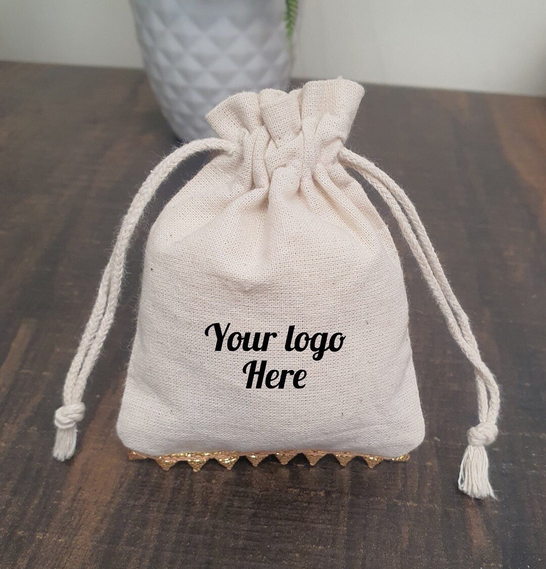 Set of 100 Bags Natural Cotton Bags, Custom Logo Bags, Logo Bags ...