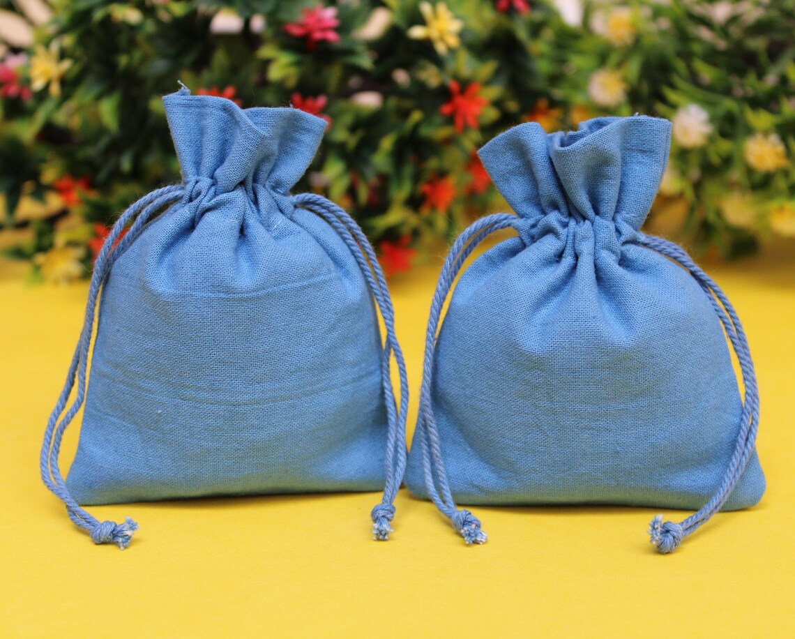 100 Drawstring Custom Blue Fabric Rectangle Pouch Logo | Etsy