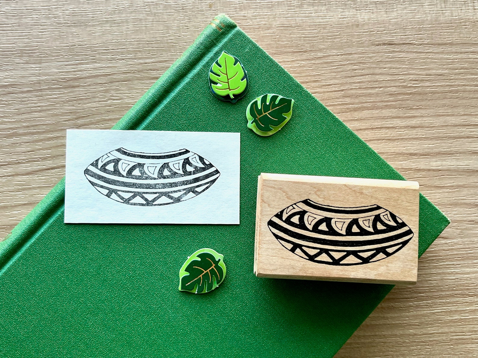 Vintage Ceramic Terracotta Pot Image Rubber Stamp Geometric Design ...