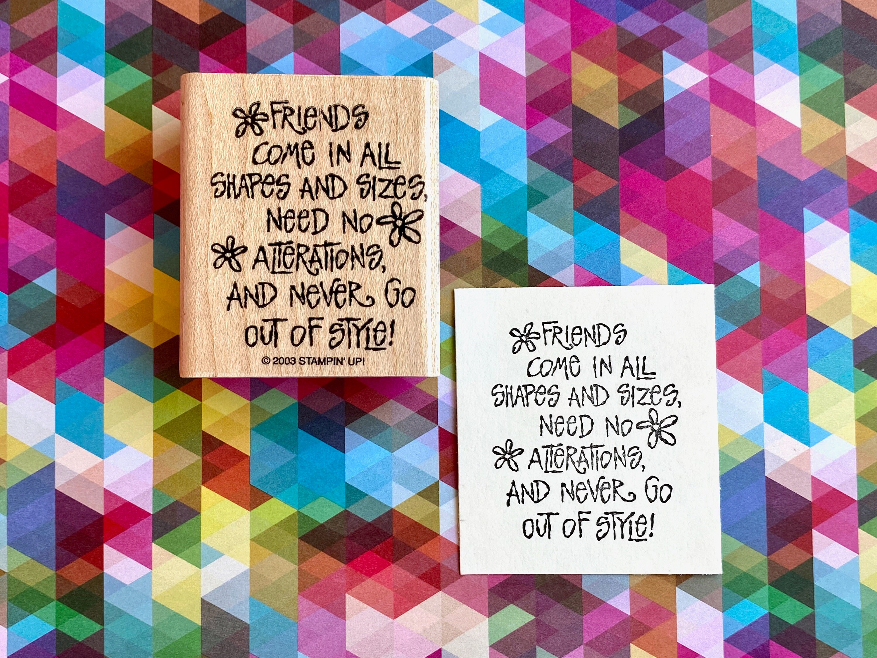 Set of Two 2 Vintage Rubber Stamps Friendship & Happy Birthday Theme ...