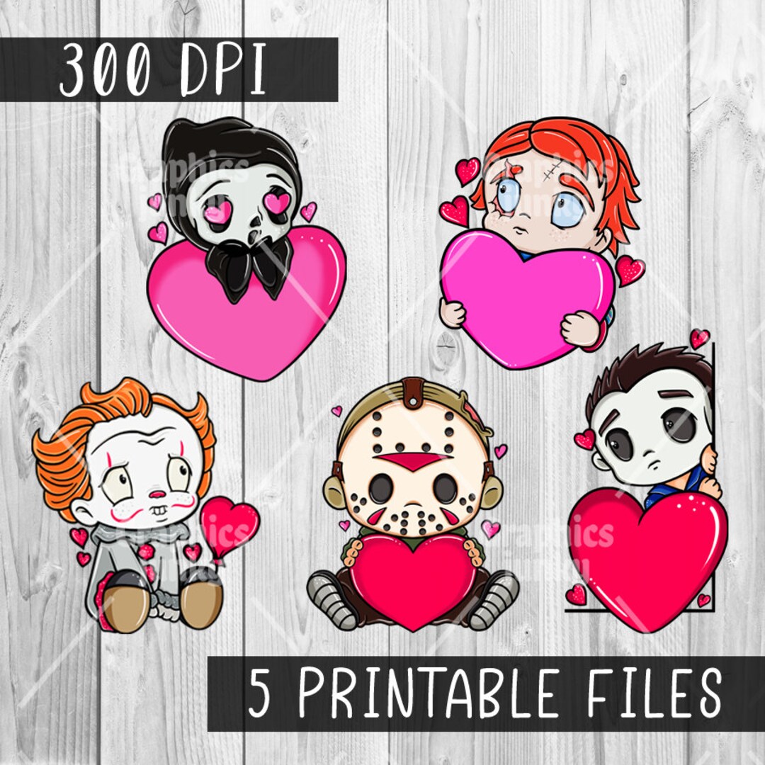 Cute Horror Valentines PNG Files, Classic Horror Icons - Etsy