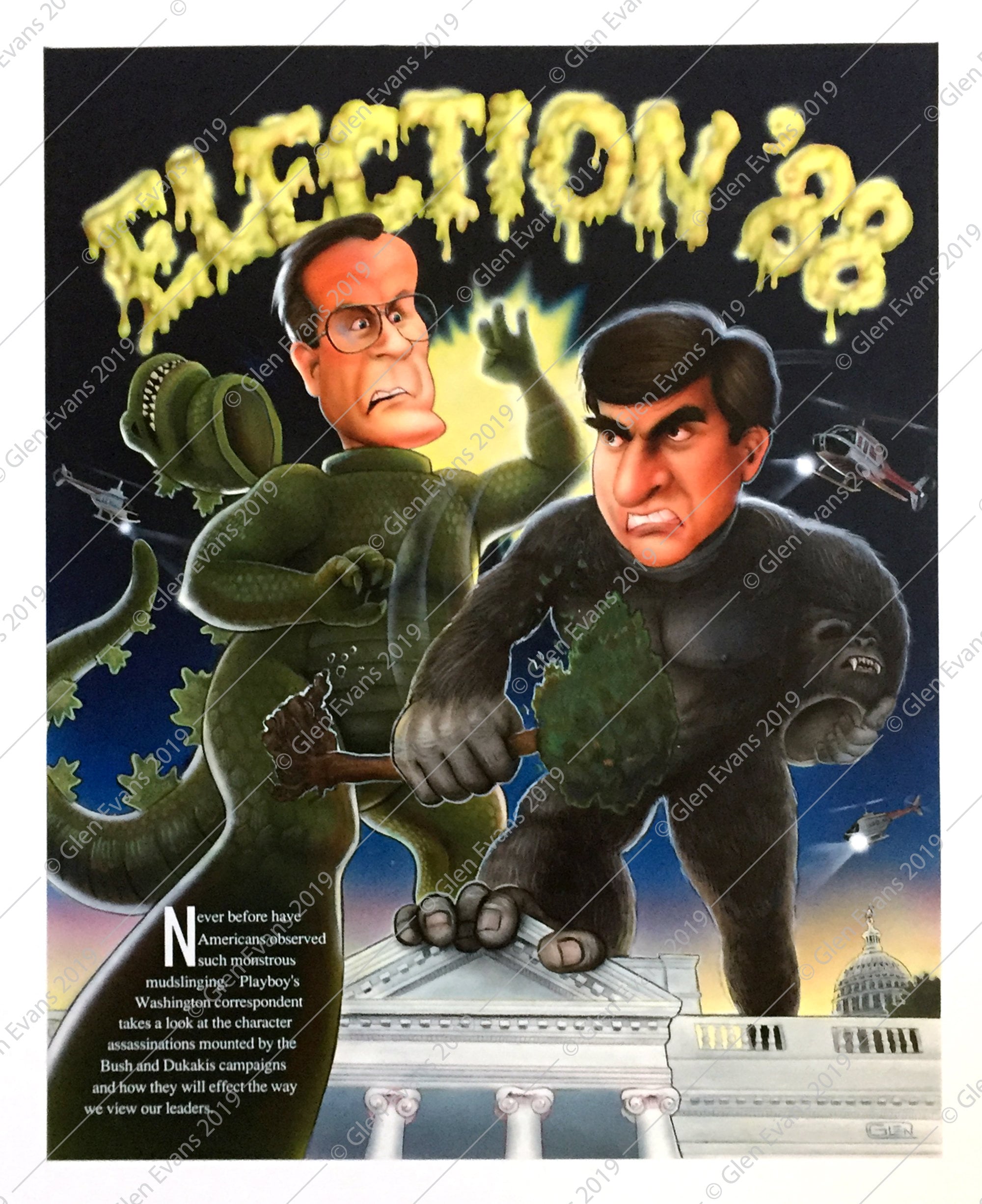 Election '88 Large Multi Media Caricature Illustration, George H. W ...