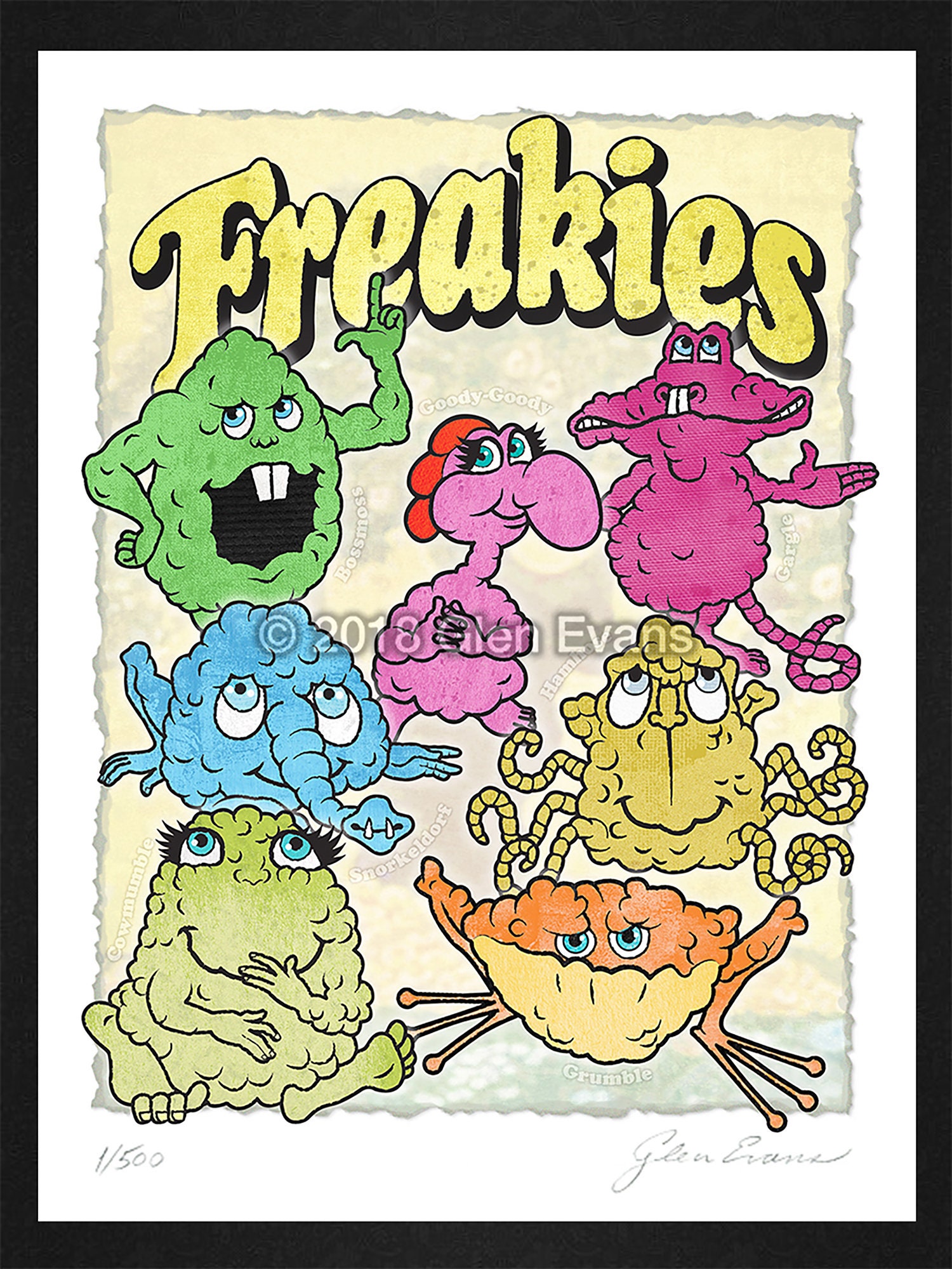 9x12 Freakies Retro Cereal Mascot Characters | Etsy