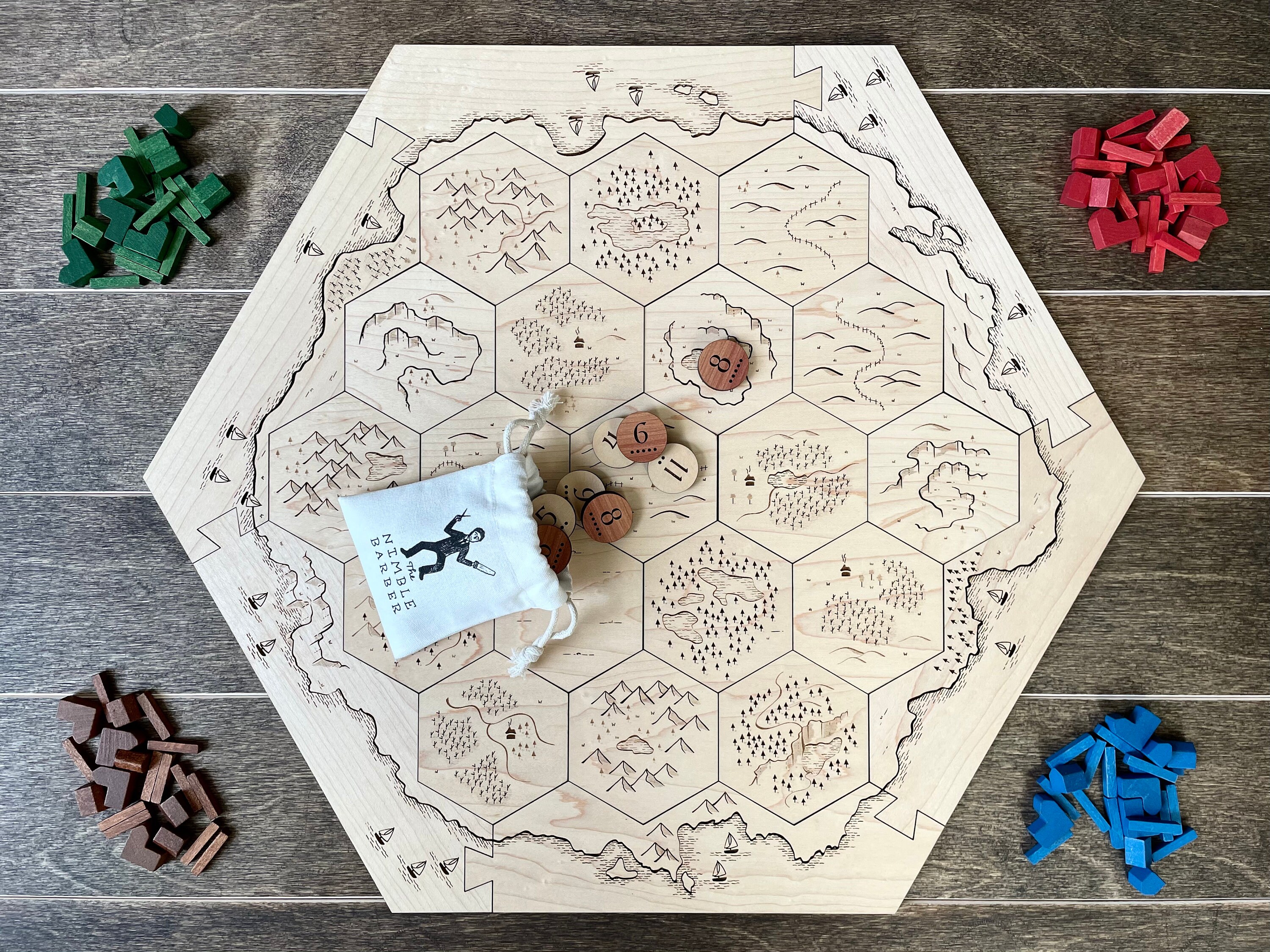 Wood Catan Board Hardwood Settlers of Catan Map | Etsy