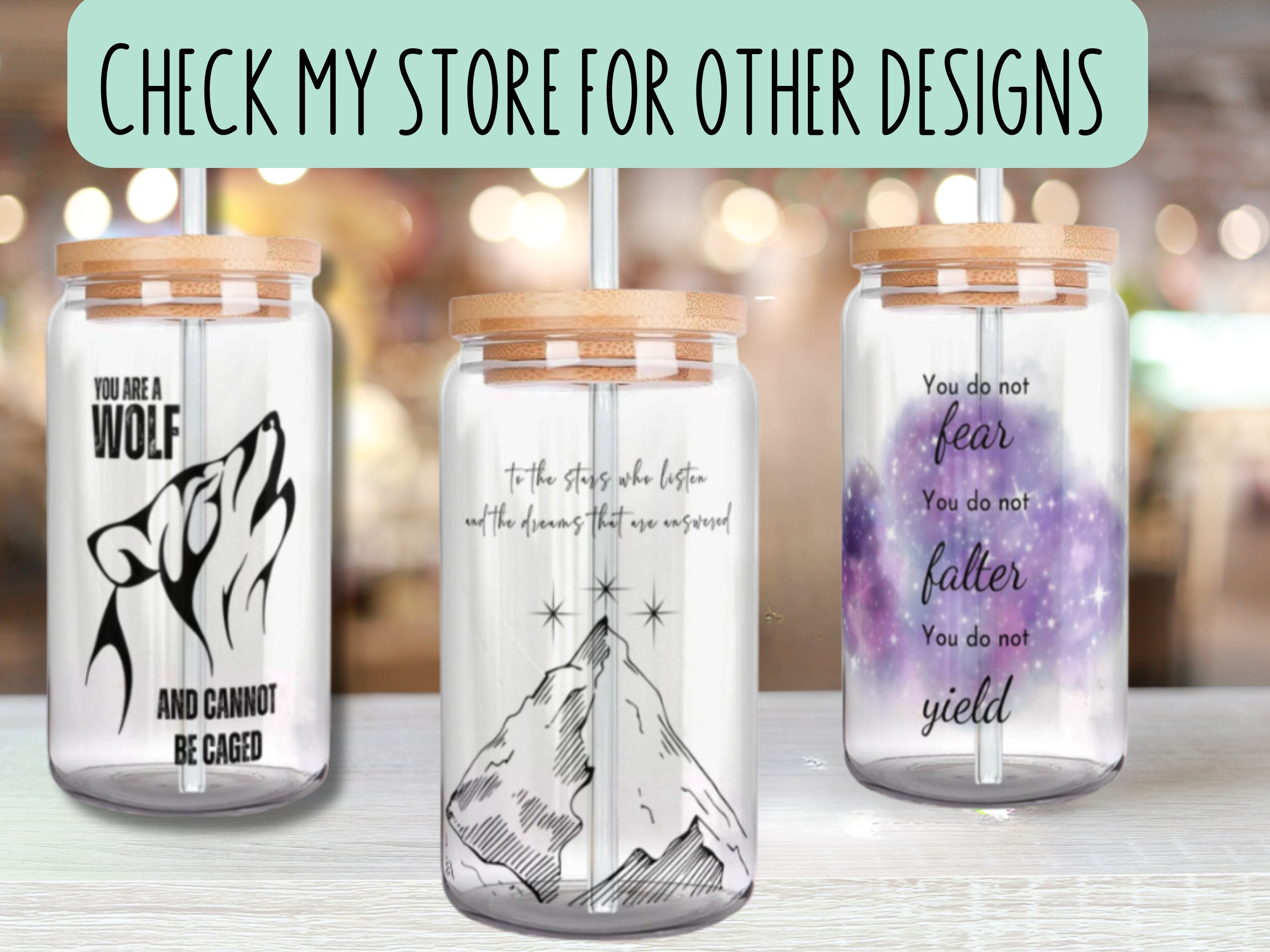 Acotar Glass Iced Coffee Cup Fantasy Book Series Inspired Glass Iced ...