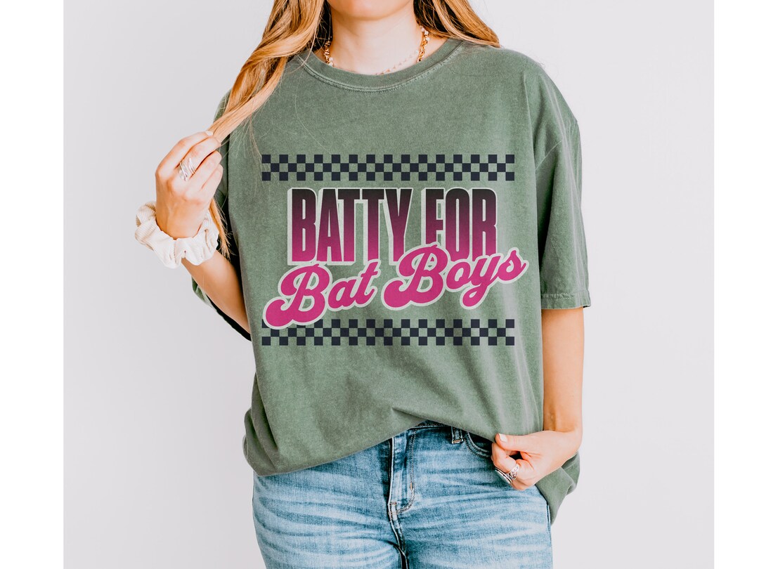 Checkered Batty for Bat Boys Tee Distressed Graphic Comfort Colors ...