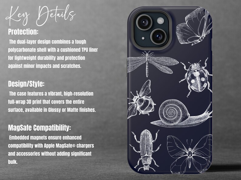 Bug Sketches Magsafe Compatible Phone Case for iPhone 16 15 14 13 ...