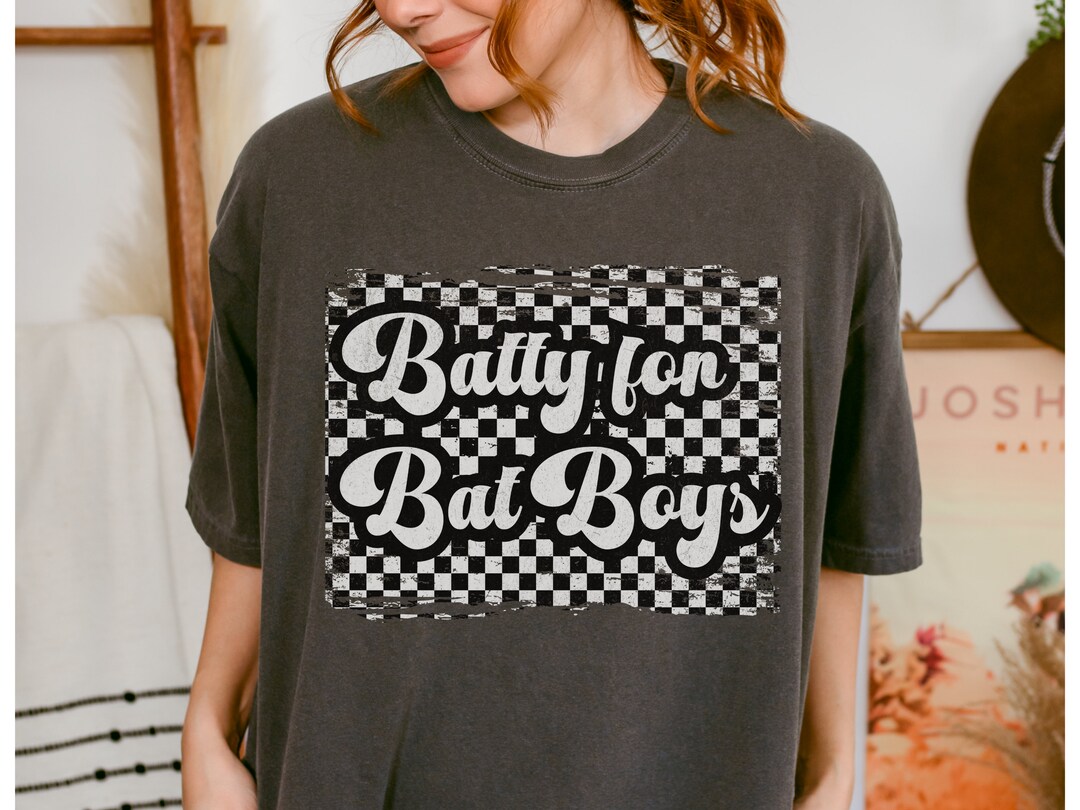 Distressed Checkered Batty for Bat Boys Graphic Tee Comfort Colors ...