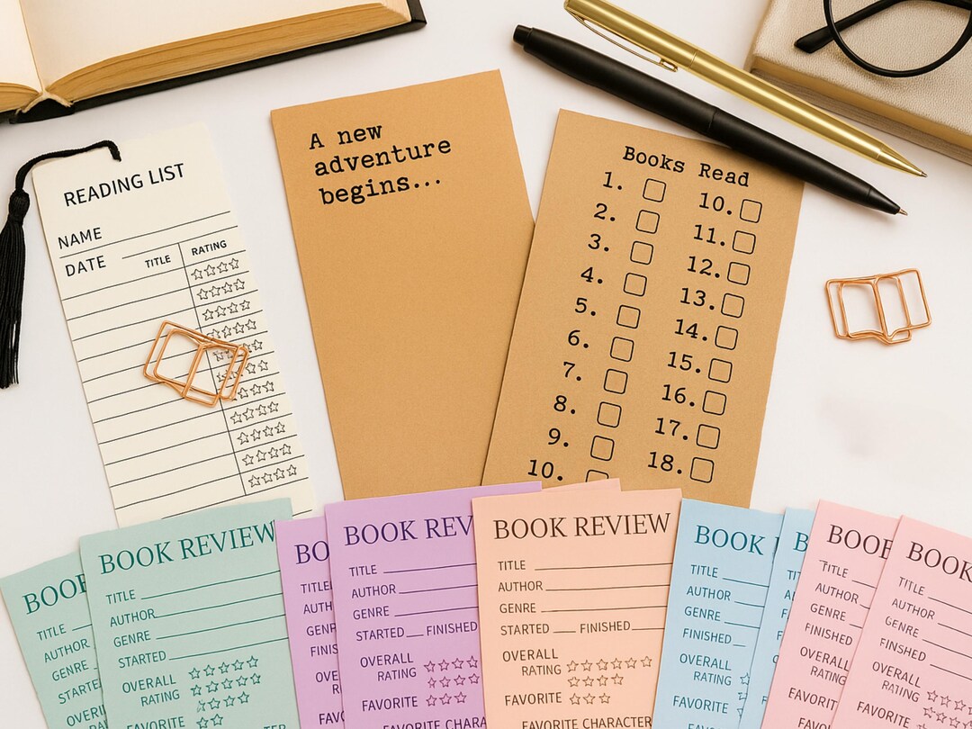 Bookish Reading Log Set 20 Book Challenge With Review Bookmarks Tracker ...