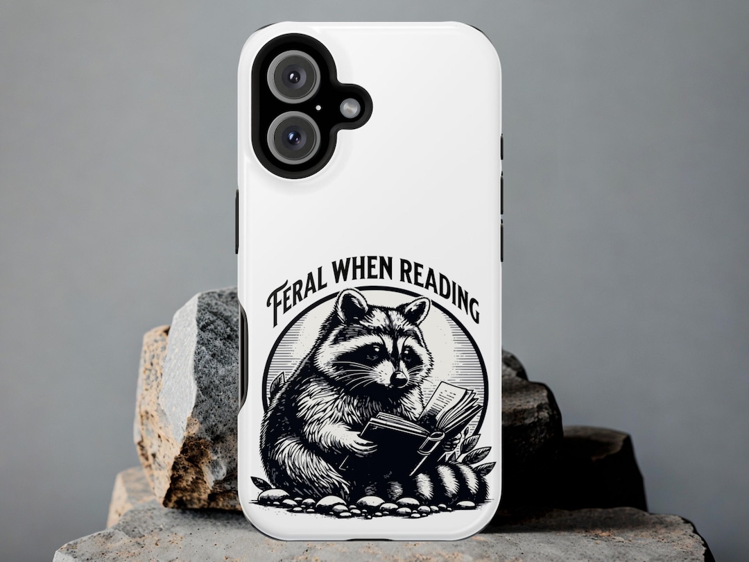 Magsafe® Compatible iPhone Case for Book Lovers Funny Feral Racoon ...