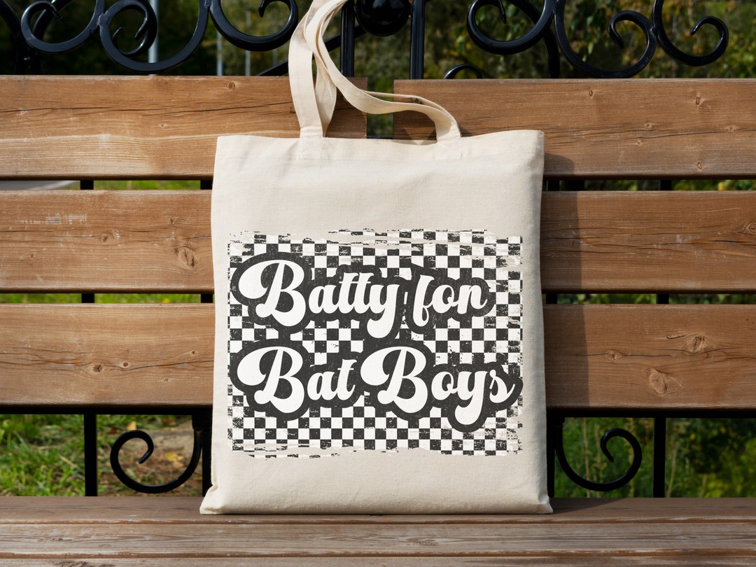 Distressed Checkered Batty for Bat Boys Canvas Tote Bookish Shopping ...