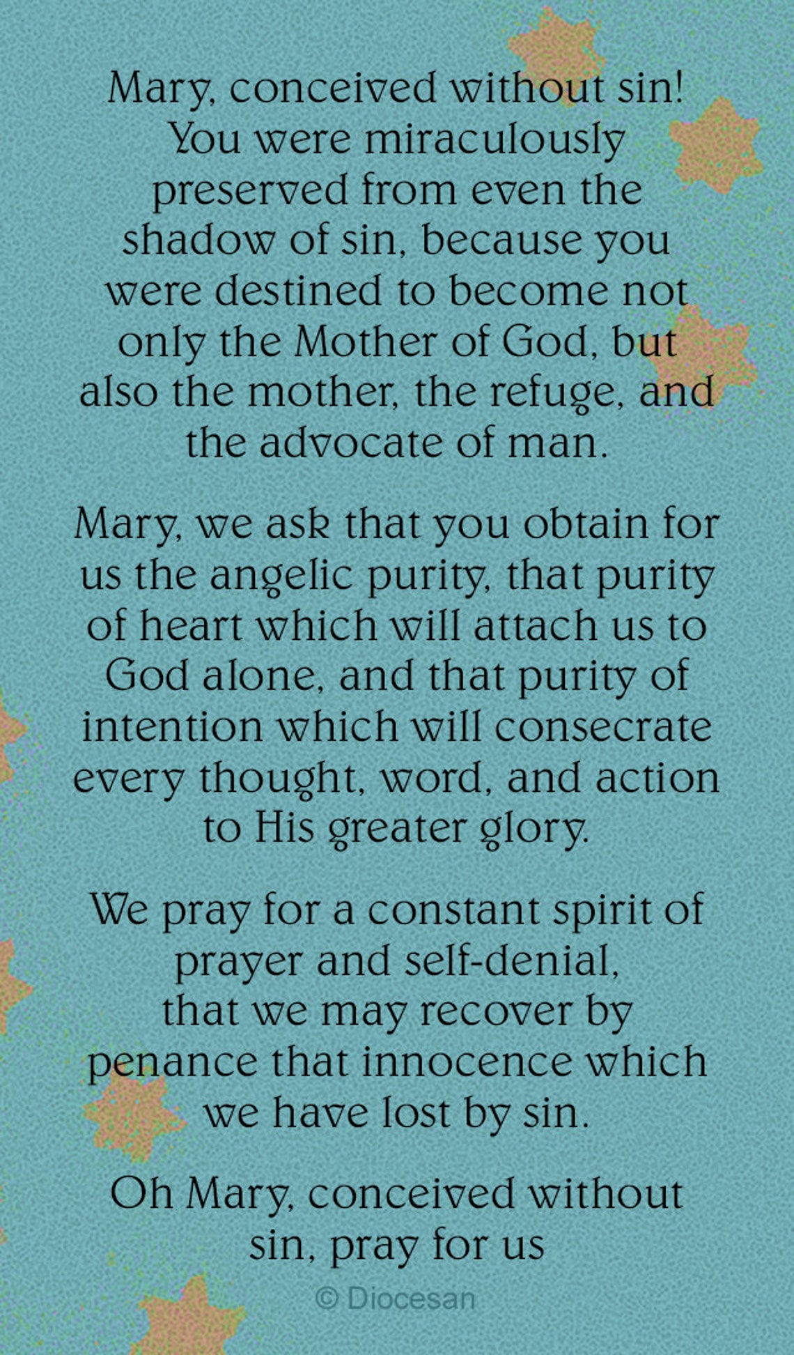Immaculate Conception Prayer Card Full of Grace Prayer Card Catholic ...