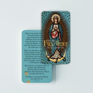Immaculate Conception Prayer Card Full of Grace Prayer Card Catholic ...